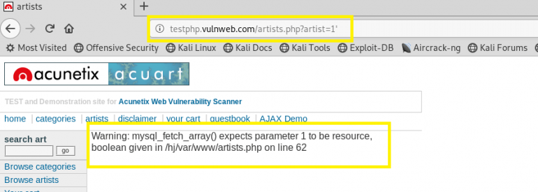 SQL Injection Testing Using SQLMAP